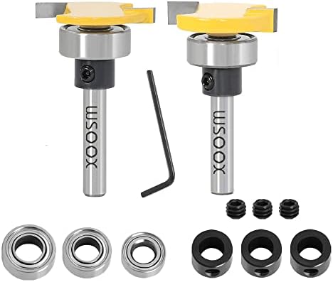 WSOOX Top Bearing Slot Cutting Router Bits Set Biscuit Bit and 1/4 ...
