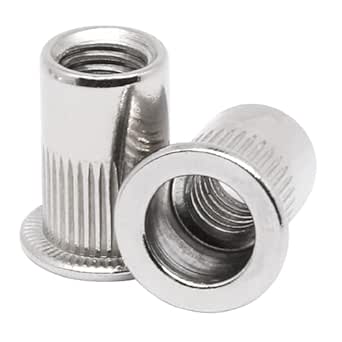Rivet Nut, HanTof 50 Pieces 1/4-20UNC Stainless Steel Flat Head Rivnut ...