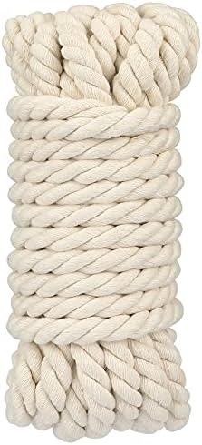 SINJEUN 25mm Cotton Rope 15 Metres White Rope Macrame Rope 3 Strand ...