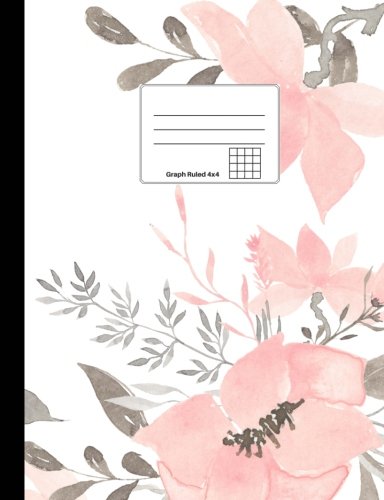 Light Pink Floral Composition Notebook: Graph Ruled 4x4, Softcover, 100 ...