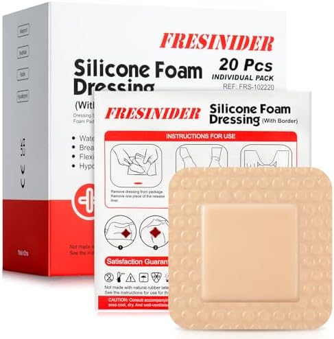 Amazon.com: FRESINIDER Silicone Foam Dressing with Adhesive Border, 20 ...
