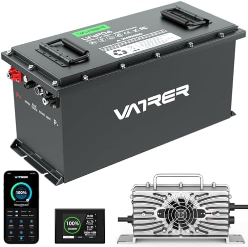 Amazon.com: VATRER POWER 48V 105Ah Narrow Lithium Golf Cart Battery ...