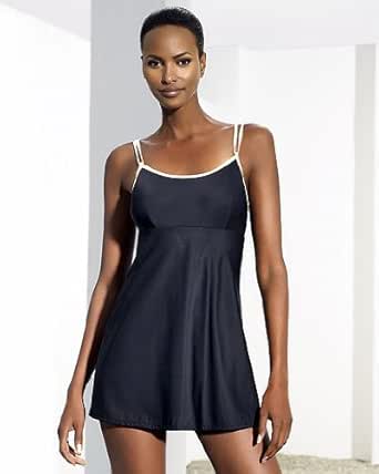 Shape fx One Piece Silver Strap Control Swimsuit Dress (Misses 10 BLACK ...