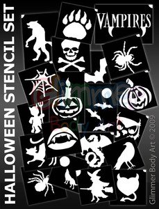Amazon.com : Body Glitter Tattoo Stencil Set Halloween : Body Paint ...