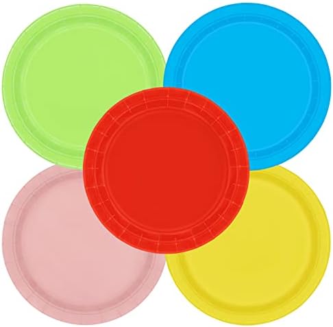 PARTY GO 50 Pcs 9" Multi-Color Paper Plates for Dinner and Dessert ...