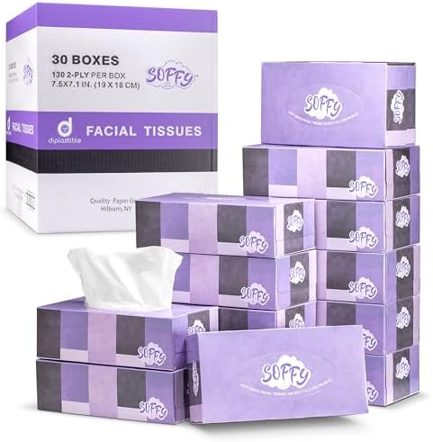 Amazon.com: Soft Facial Tissue, 2 Ply White - 130 Tissues Per Box, Car ...
