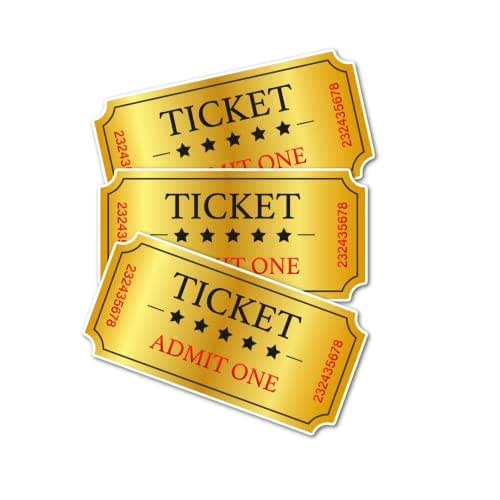 Amazon.com: Set of 3 Golden Tickets Admit One Gag Gift Novelty ...