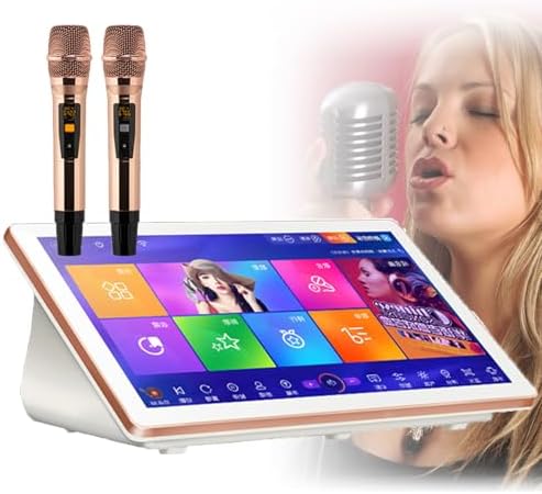 Portable Karaoke Player 3 in 1 Machine with 2 Reverb Wireless Mic, 18 ...