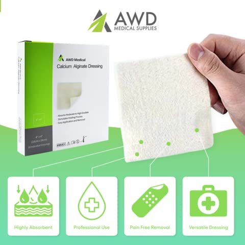 AWD Medical Apósito para heridas de alginato de calcio Almohadillas de ...