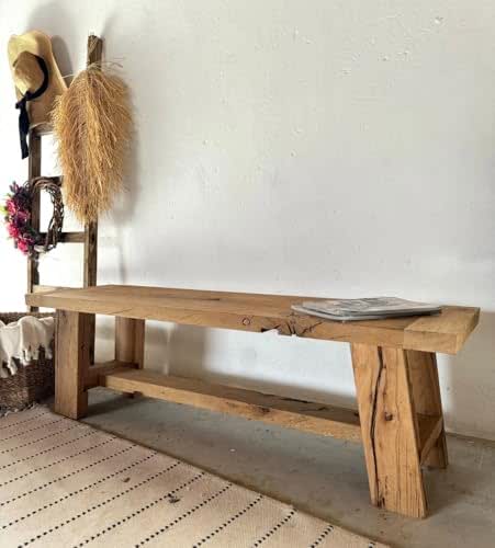 Amazon.com: Reclaimed Oak Bench for Entryway, Rustic Wood Entry Bench ...