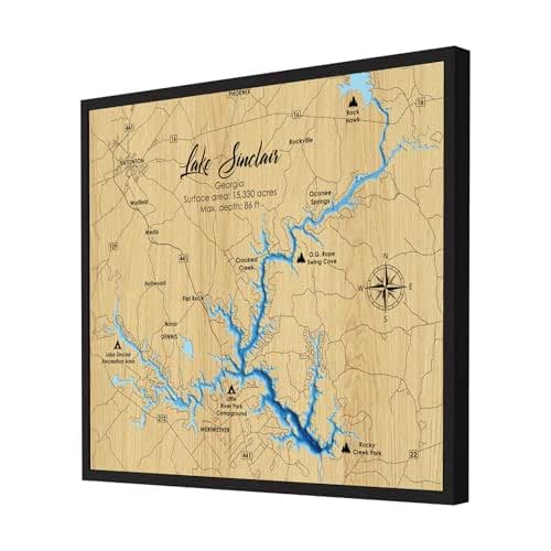 Amazon.com: Personalized 3D Lake Sinclair Wood Map - Lake Depth Map Art ...