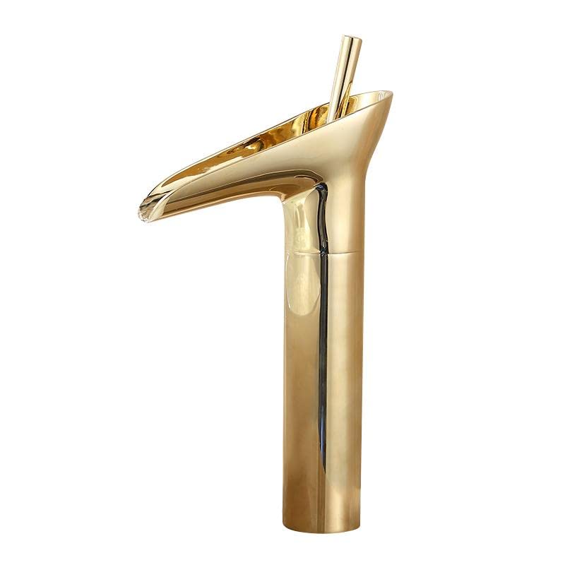 BULUXE Waterfall Bathroom Faucet Gold Single Handle Single Hole Vessel ...