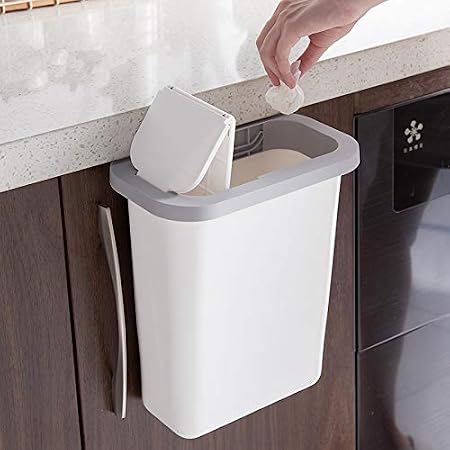 Amazon.com: Small Trash Can with Lid Under Sink Black Trash Can Plastic ...