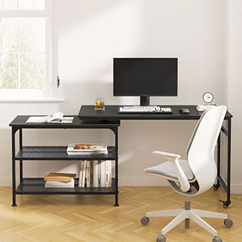 Snapklik.com : Soges Reversible L Shaped Desk, 360 Free Rotating Corner ...
