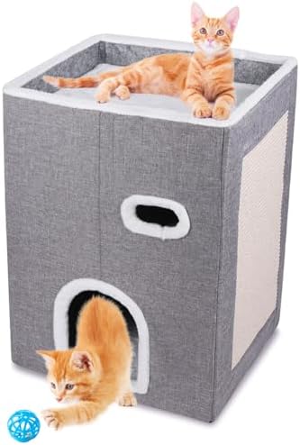 Amazon.com: Mydio Cat Foldable House Large Cat Bed Cat Cave for Indoor ...