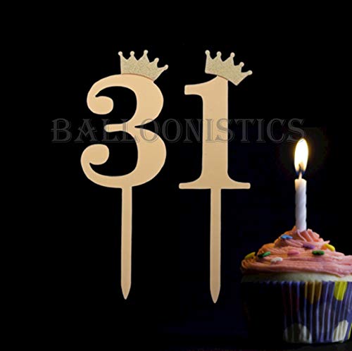 Balloonistics Number 31 Golden Acrylic Shiny Cake Topper | for Wedding ...