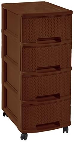 Curver My Style Shelf, Dark Brown, 4-Drawer Drawer Wicker Storage Chest ...