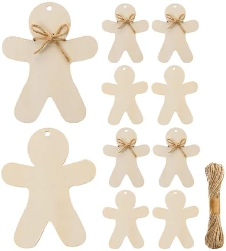 Amazon.com: 30pcs Christmas Gingerbread Man Ornaments Unfinished Wooden ...