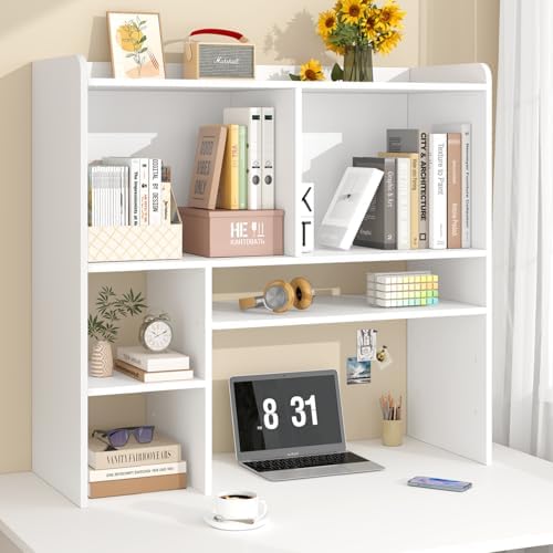 Amazon.com: deli Desktop Shelf, Desk Hutch with 5 Shelves for Computer ...