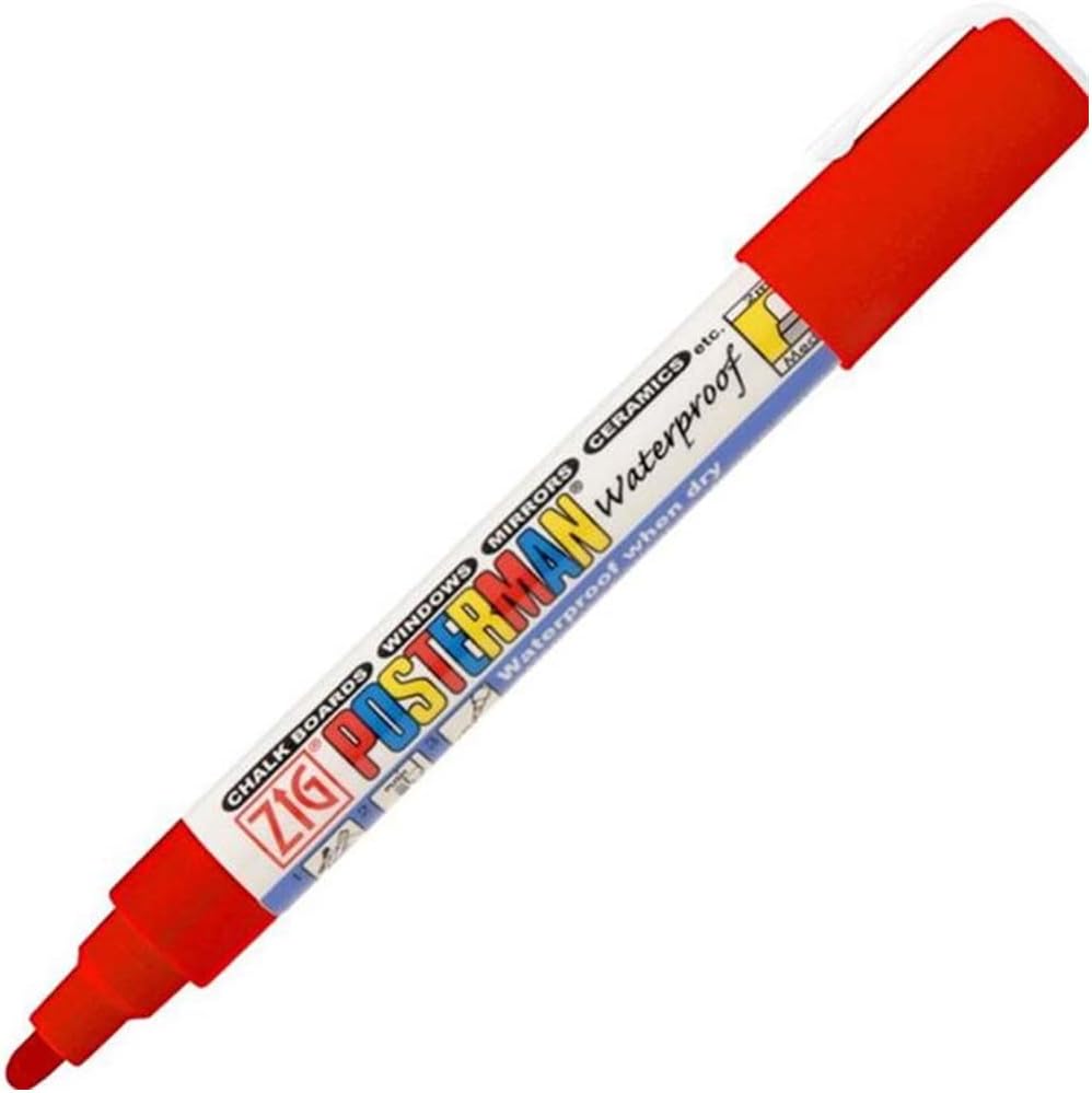 Zig Posterman 2mm Wet Wipe Liquid Chalkboard Pen Red : Amazon.co.uk ...