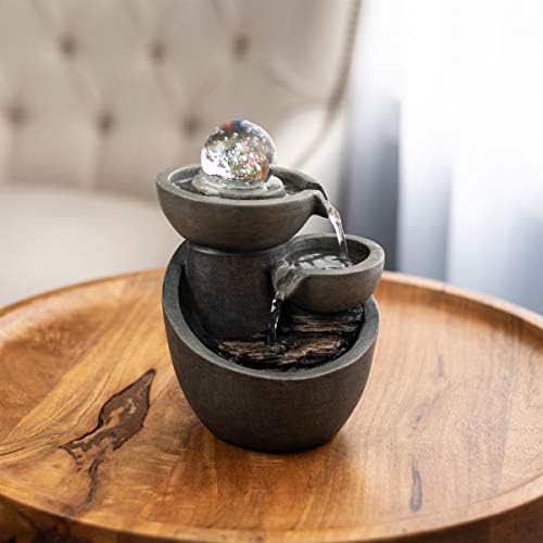 Amazon.com : Tabletop Water Fountain- 3-Tier Waterfall with Rolling ...
