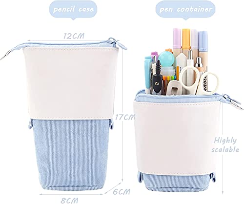 Wellehomi Cute Pencil Case, Standing Pen Holder Telescopic Small Pencil ...