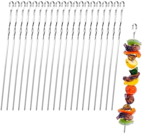 Kebab Skewers Stainless Steel 30cm, 20pcs BBQ Skewers Kebabs Sticks ...