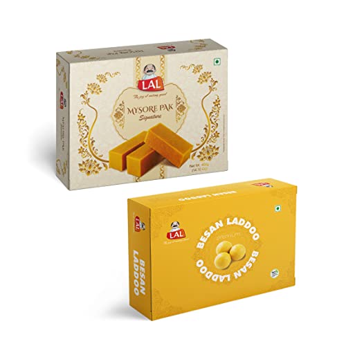 Lal Sweets Combo of Mysore Pak Signature 400g and Besan Laddoo Premium ...