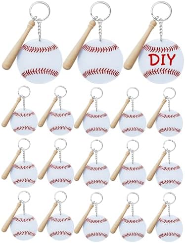 Amazon.com: Taiyin 18 Set Large Size Baseball Keychains Bulk Bat Jersey ...