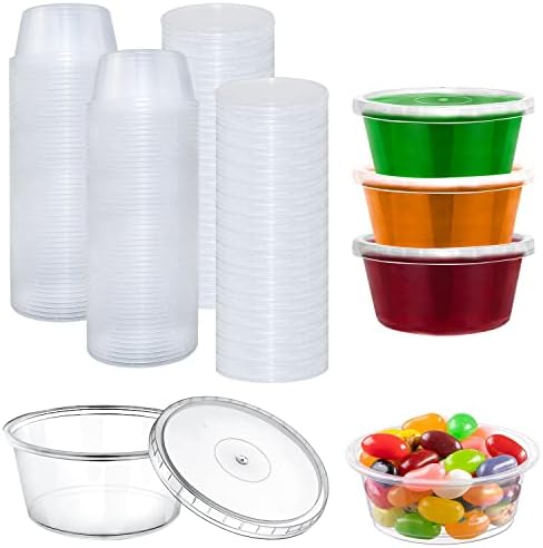 KOUHA Sauce Cups with Lids 2 oz Packaging Cups Pack of 100 PP Dressing ...