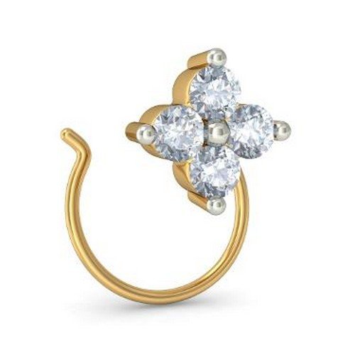Buy BlueStone 14K Yellow Gold and Diamond Nose Pin at Amazon.in