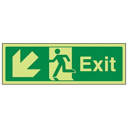 VSafety 21005BP-G Safe Condition Exit Sign, Exit Arrow Down Left ...