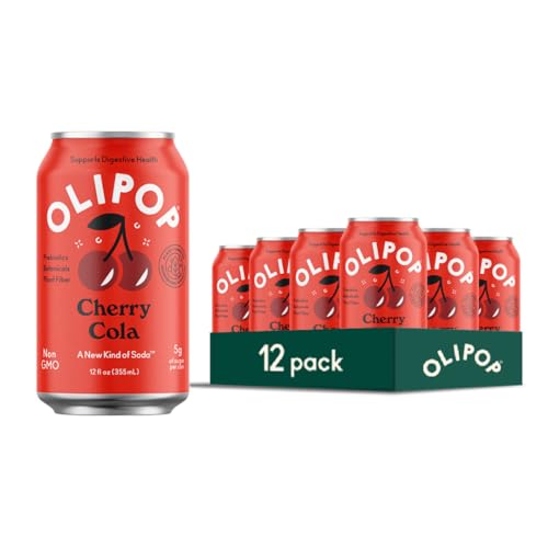 Snapklik.com : OLIPOP Prebiotic Soda Pop, Cherry Cola, Prebiotics, Botanicals, Plant Fiber, 12 Fl Oz