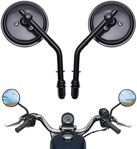 Amazon.com: Black Motorcycle Mini Round Rear View Side Mirrors ...