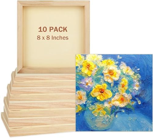 Amazon.com: JMIATRY 10 Packs 8 x 8 Inch Wood Art Panel for Painting ...