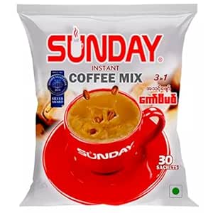 Instant Coffee Mix 3 in 1 Sachets, Premix, Non-Dairy (Sunday Coffee 10 ...