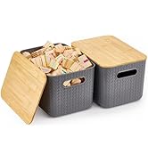 Amazon.com - Ohmlove 4 Packs Storage Bins with Bamboo Lids - Plastic ...