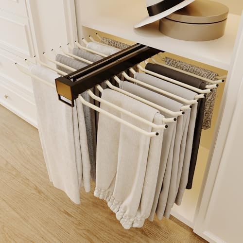 OCKYOOZ Pull Out Pants Rack, 22 Arms Double-Row Trousers Rack, Steel ...