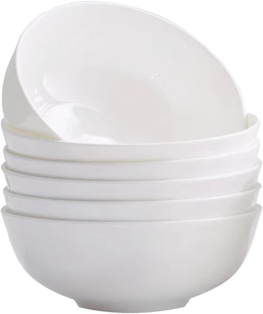 Amazon.com: 20 oz White Fine Bone China Cereal Bowls, 6Inch Lightweight ...