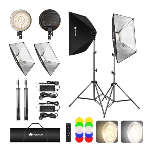 MEELMAXX Pro Studio Lighting Kit - Dual 55W COB LED Softboxes with ...