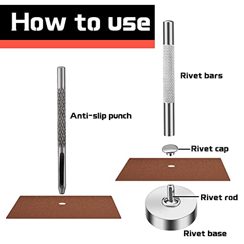 Leather Rivets, 120 Sets Multicolor Double Cap Rivets, 6mm Leather ...