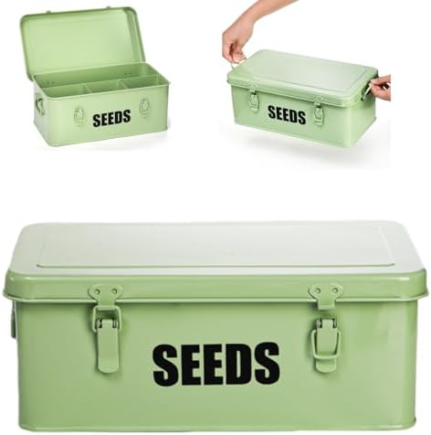 Amazon.com: Seed Storage Box – Metal Seed Packet Organizer with Garden ...