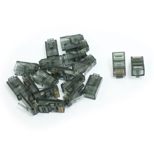 PRAV® 20 Pcs Clear Black Housing 8P8C Modular Network Cable Plug RJ45 ...