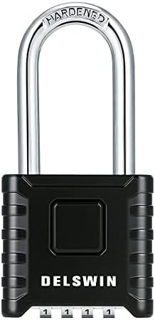 DELSWIN Combination Padlock Gym Locker Lock - 4 Digit Combination Lock with 2 Inch Long Shackle ...
