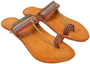 Amazon.com: Kolhapuri Style Chappal, Indian Footwear, Slip ons,Slippers ...