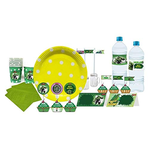 Disney Hulk Tableware Package - 101 Pieces Includes 1 Table Cover, 10 ...