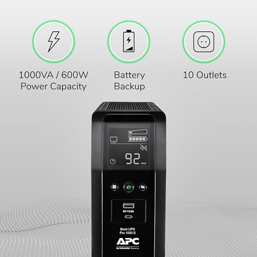 APC UPS 1000VA Sine Wave UPS Battery Backup and Surge Protector ...