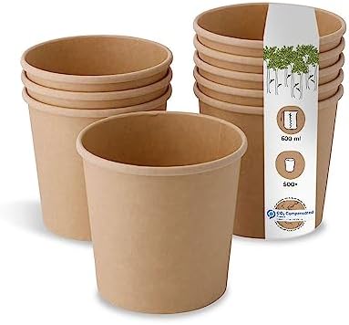 BIOZOYG Organic Paper Cups, Food Cups, Kraft Cardboard Cups, Brown ...