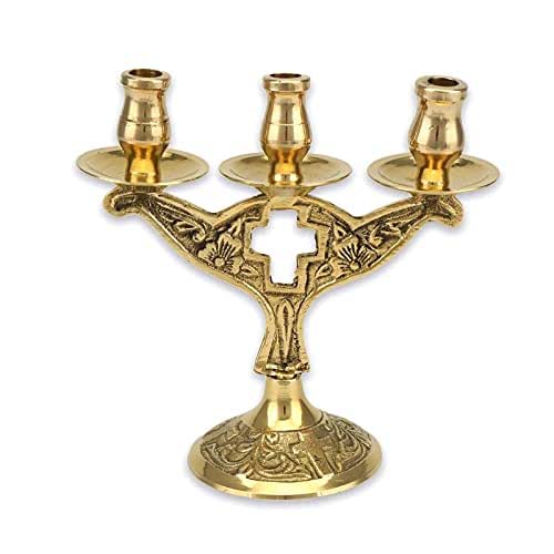 Amazon.com: Cross Design Orthodox Candelabra - Christian 3 Candle ...