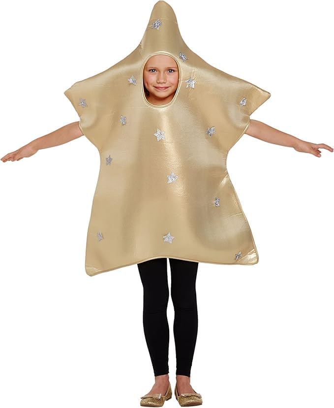 SKYTE Children’s Christmas Star Costume Gold Star Xmas Fancy Dress ...